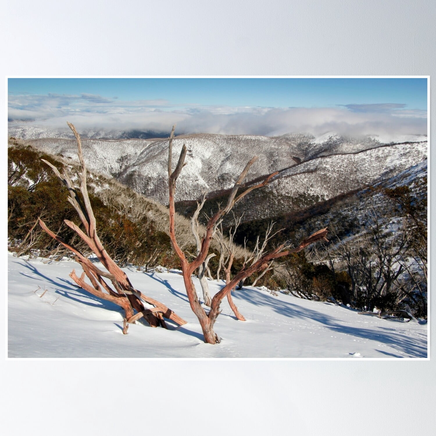 Snow On The Mountainside Poster Wall Art, Modern Wall Decor, 16x24 ...