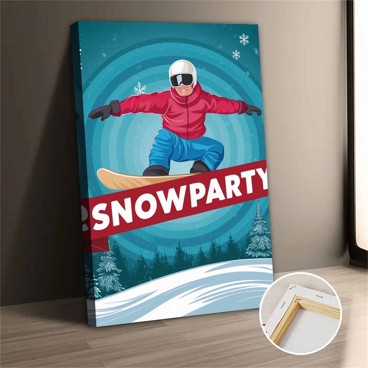 Snow Party Canvas Wall Art - Modern Abstract Wall Art Decor For Bedroom ...