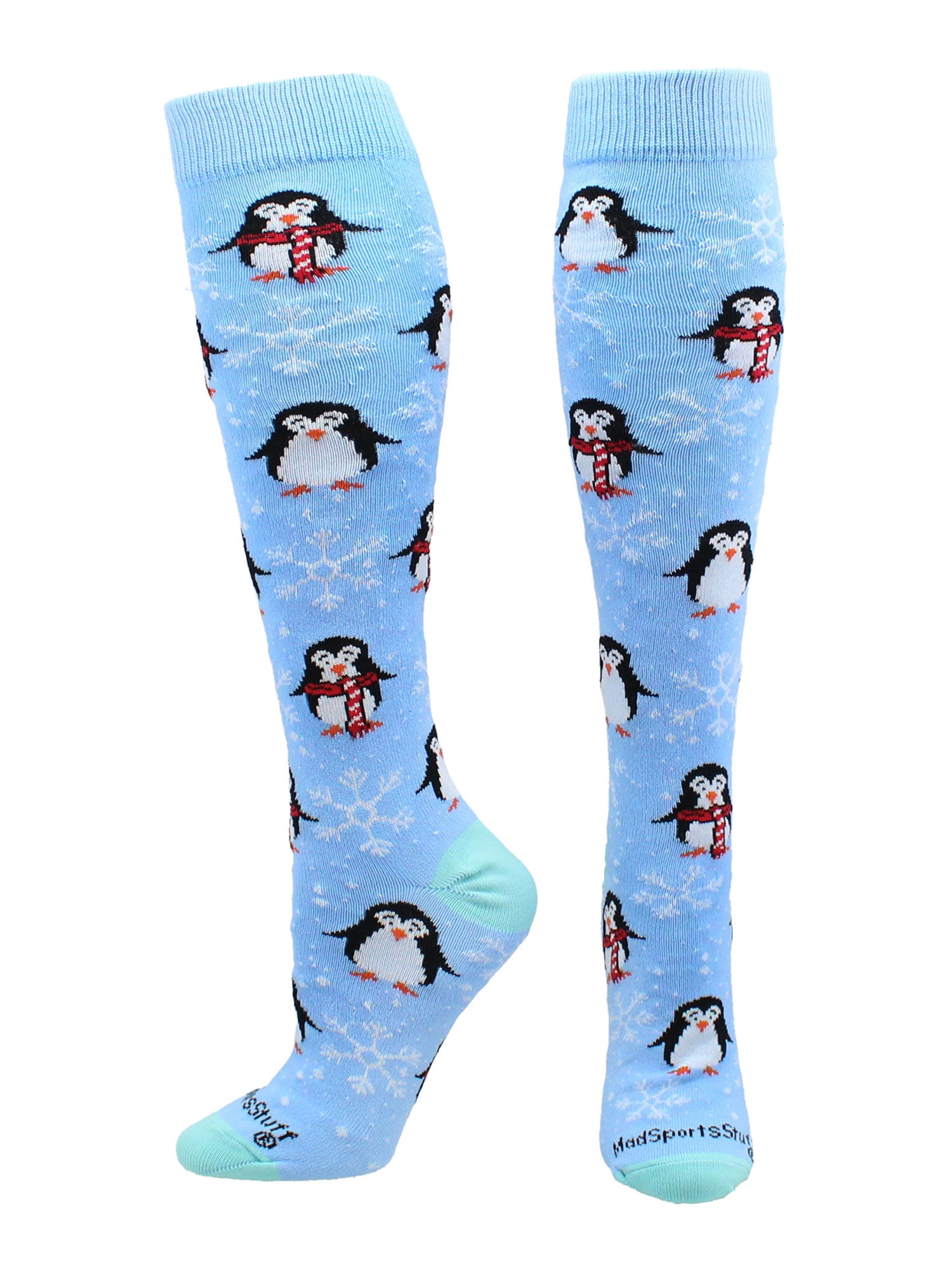 Snow Penguin Christmas Socks Over the Calf (Sky Blue, Small) - Walmart.com