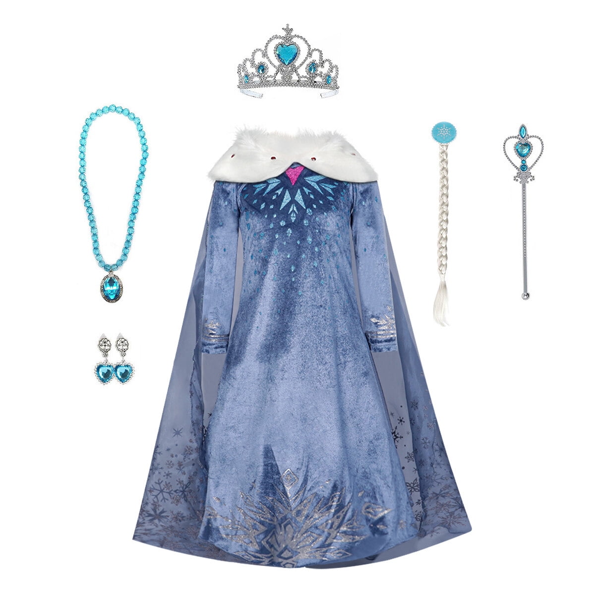 Kawell Girls' Snow Princess Elsa Halloween Costume, Fancy Cosplay Party ...