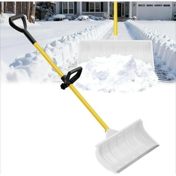 Snow Pusher, 58" Snow Plow Shovel with Ergonomic Dual D-Handles & 22 ...