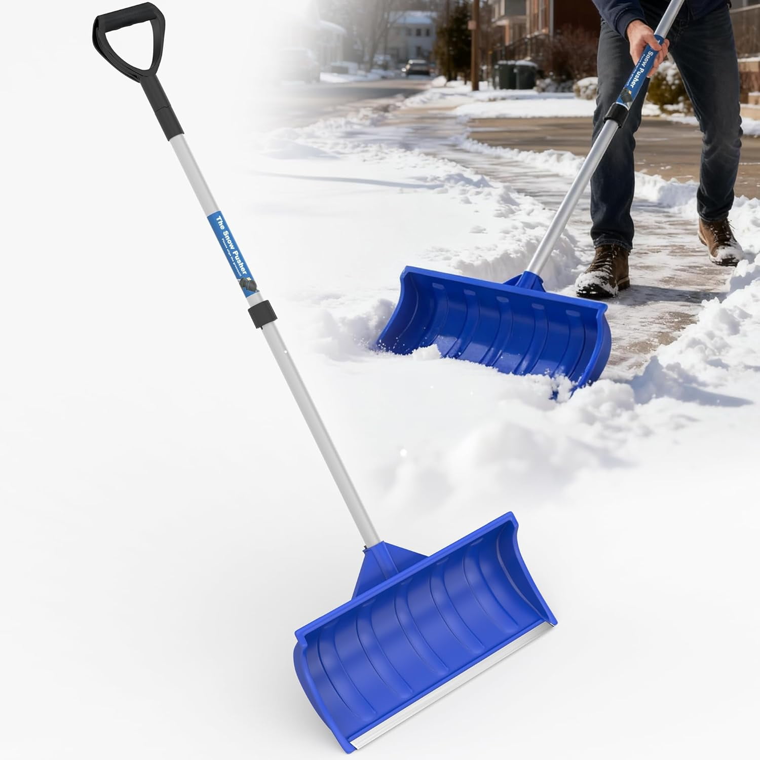 Snow Pusher Shovel for Driveway Car Gara, 24 Inch Snow Removal Plow ...