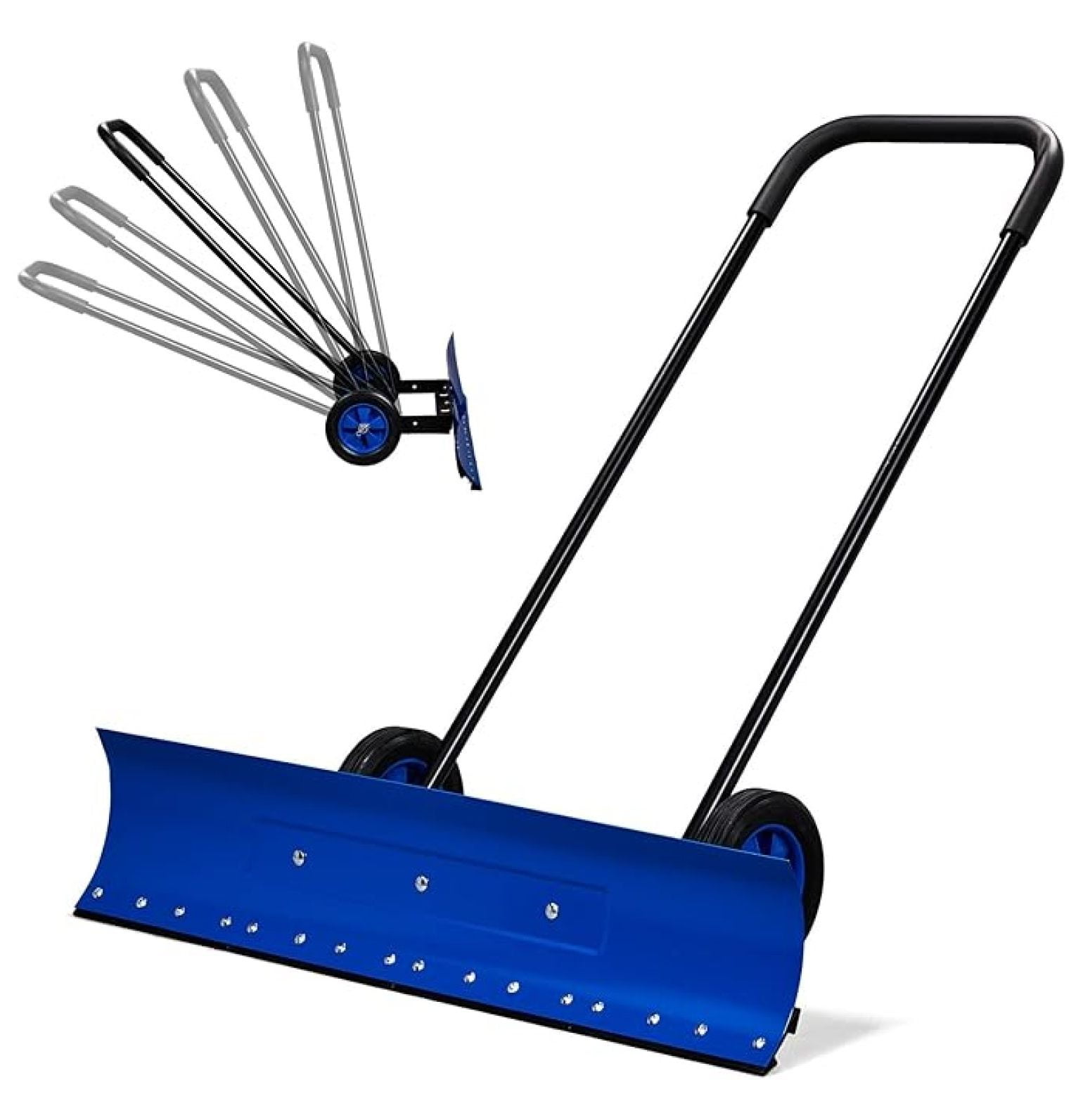 Snow Pusher Shovel with Wheels 39 Inch, Bi-Directional Snow Plow for ...