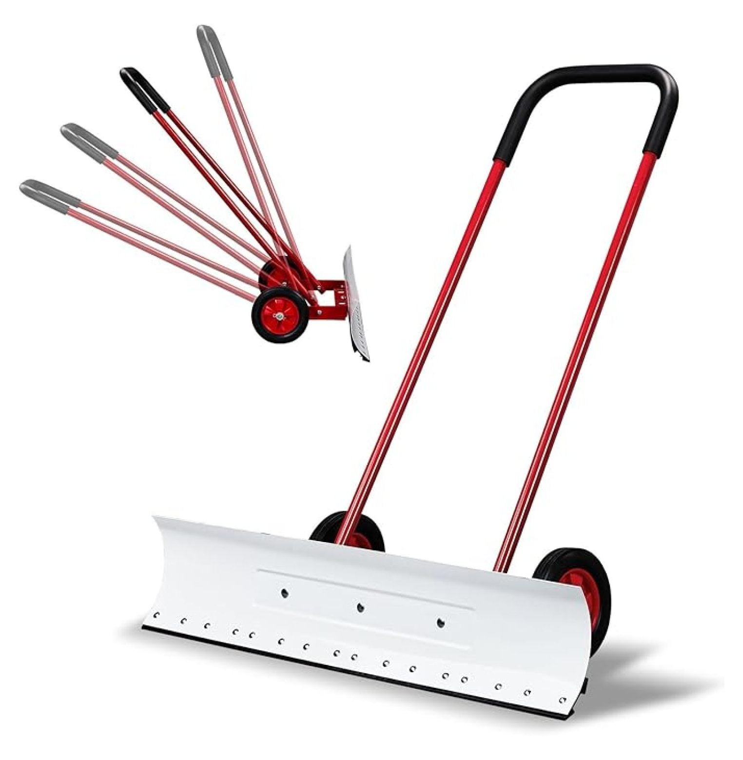 Snow Pusher Shovel with Wheels 39 Inch, Bi-Directional Snow Plow for ...