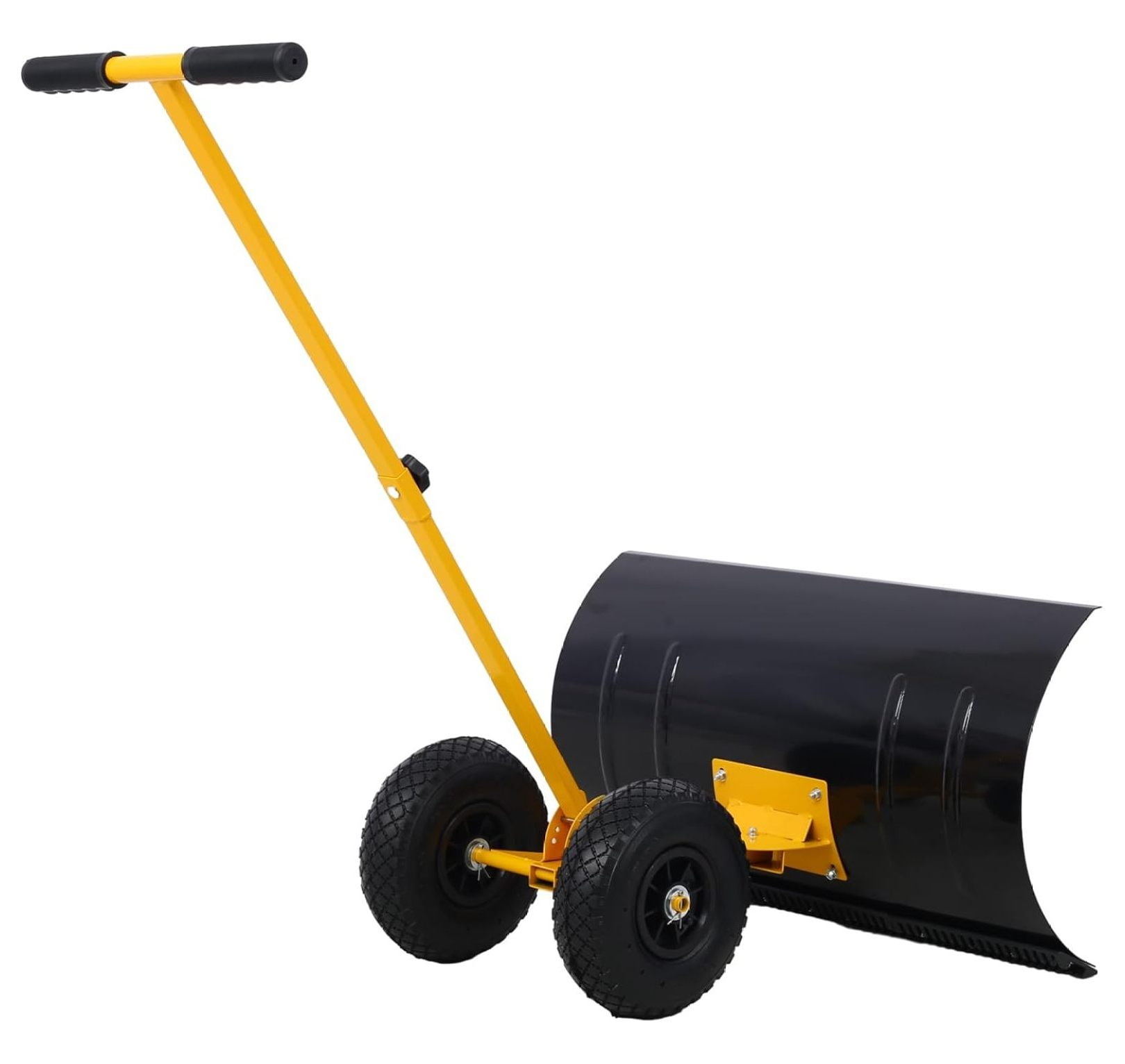 Snow Pusher Shovel with Wheels for Driveway - 2024 Upgraded Heavy Duty ...
