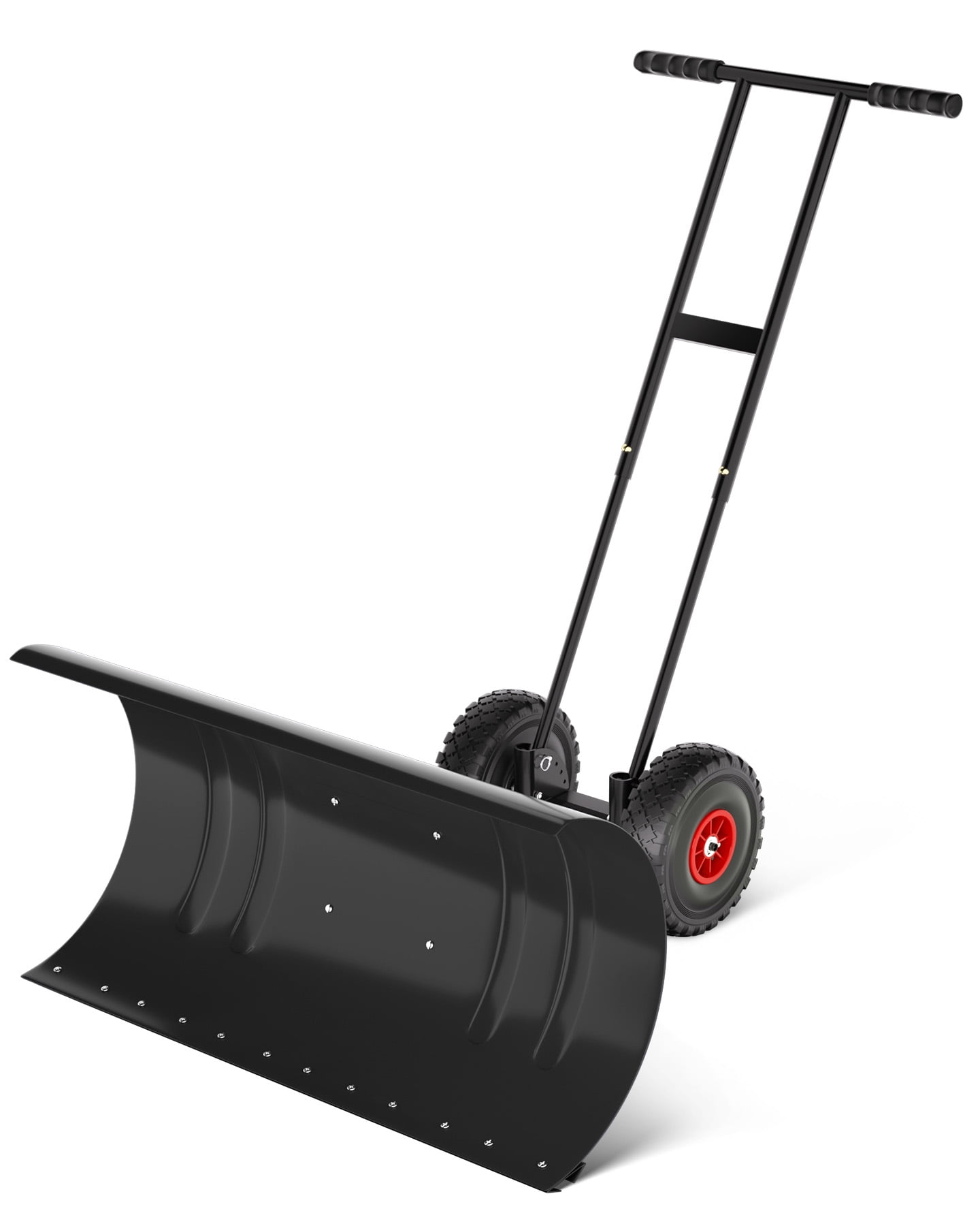 Snow Pusher with Wheels, 29" Heavy Duty Steel Blade, Adjustable Angle ...