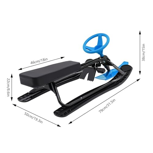Snow Racer Sled, Ski Sled Slider Board with Steering Wheel, Twin Brakes ...