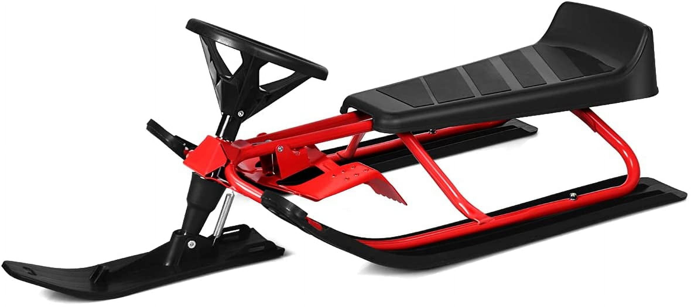 Snow Racer Sled, Ski Sled Slider Board with Twin Brakes, Steering Wheel ...