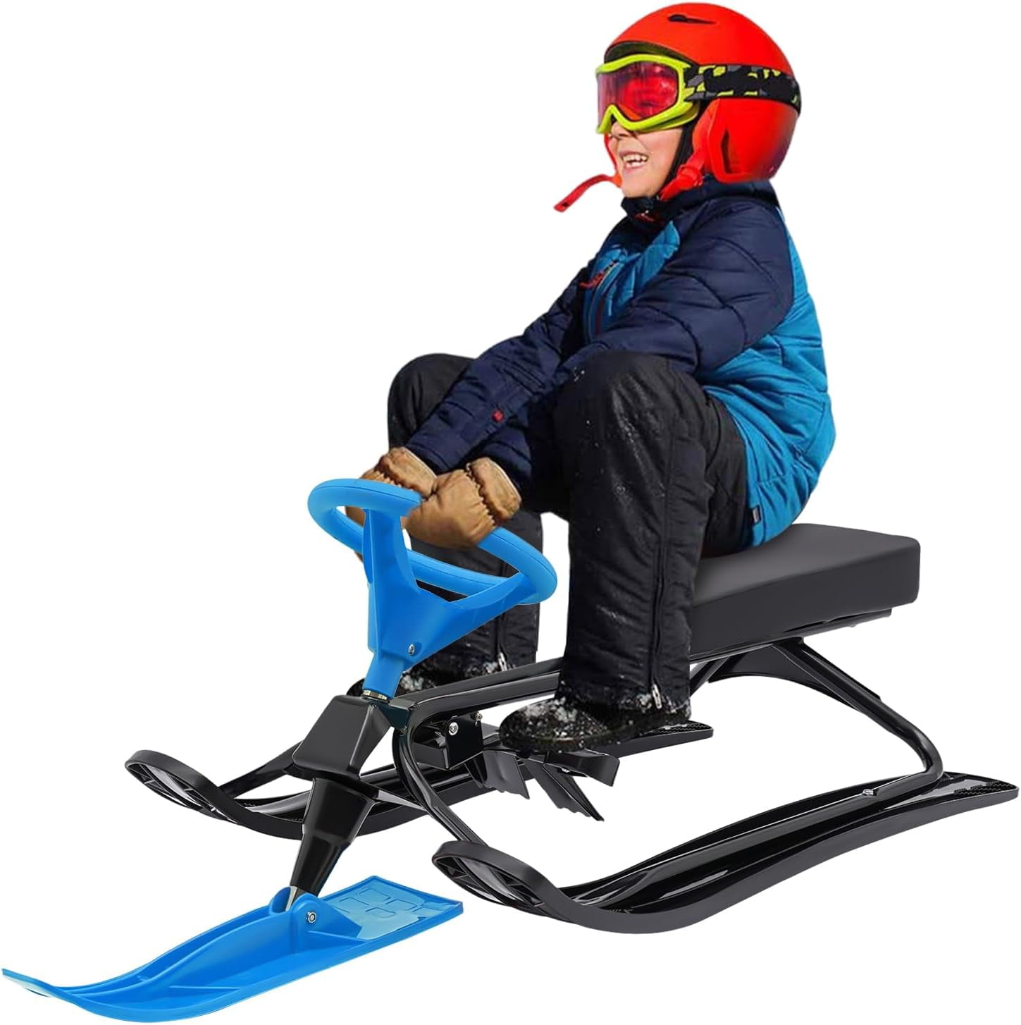 Snow Racer Sled, Ski Sled Slider Board with Steering Wheel, Soft and ...