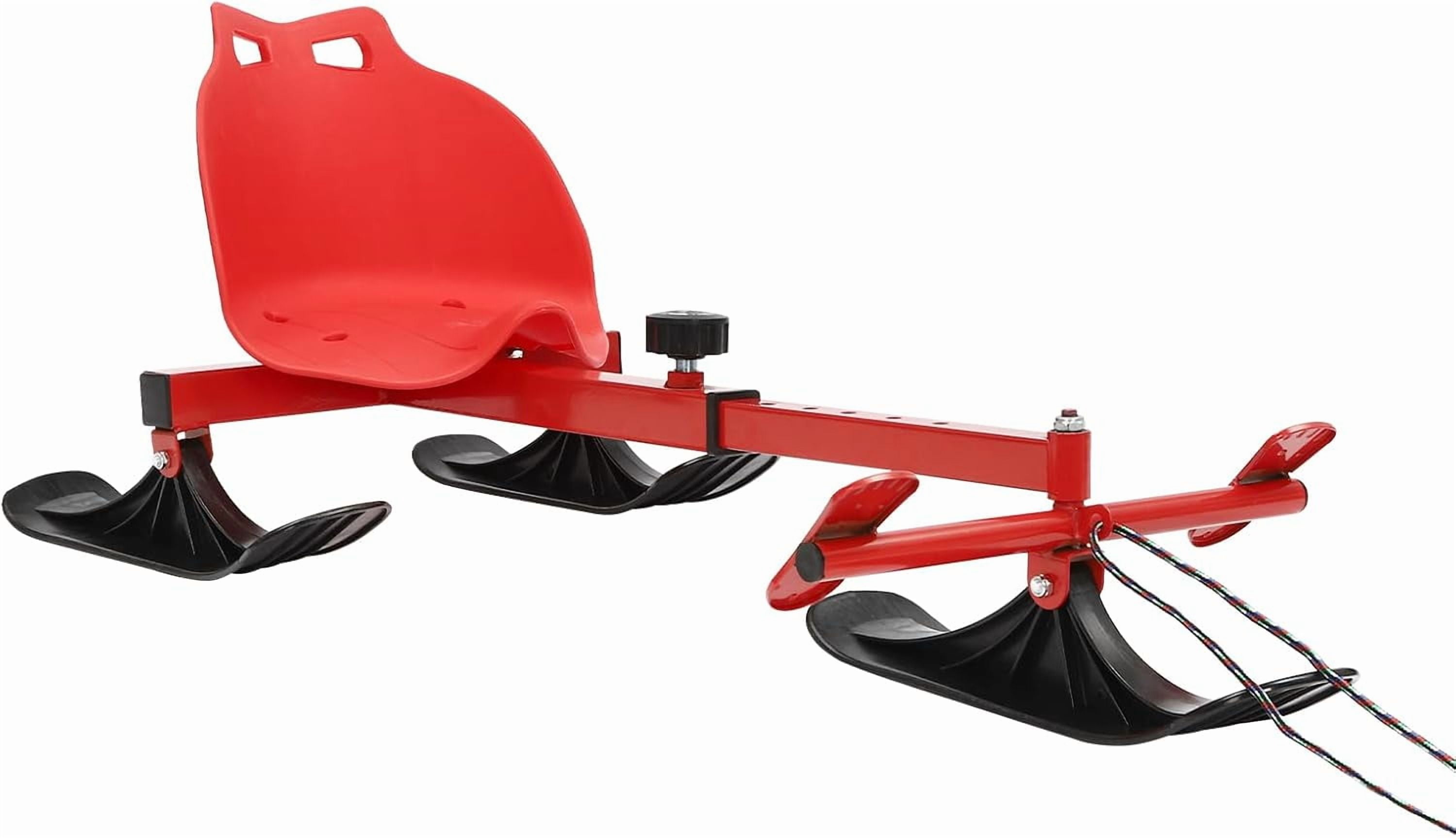 Snow Racer Sled, Ski Slider with Long Pull Rope, 2 Modes & Adjustable ...
