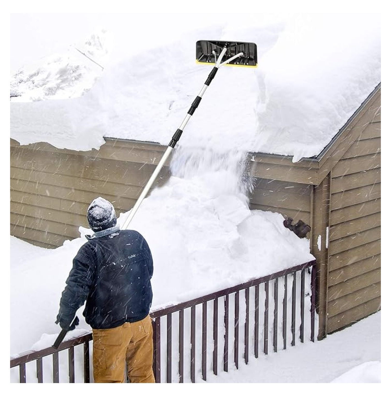 Snow Rake for Roof 21ft, Aluminum Telescoping Roof Rake - Scratch-Free ...