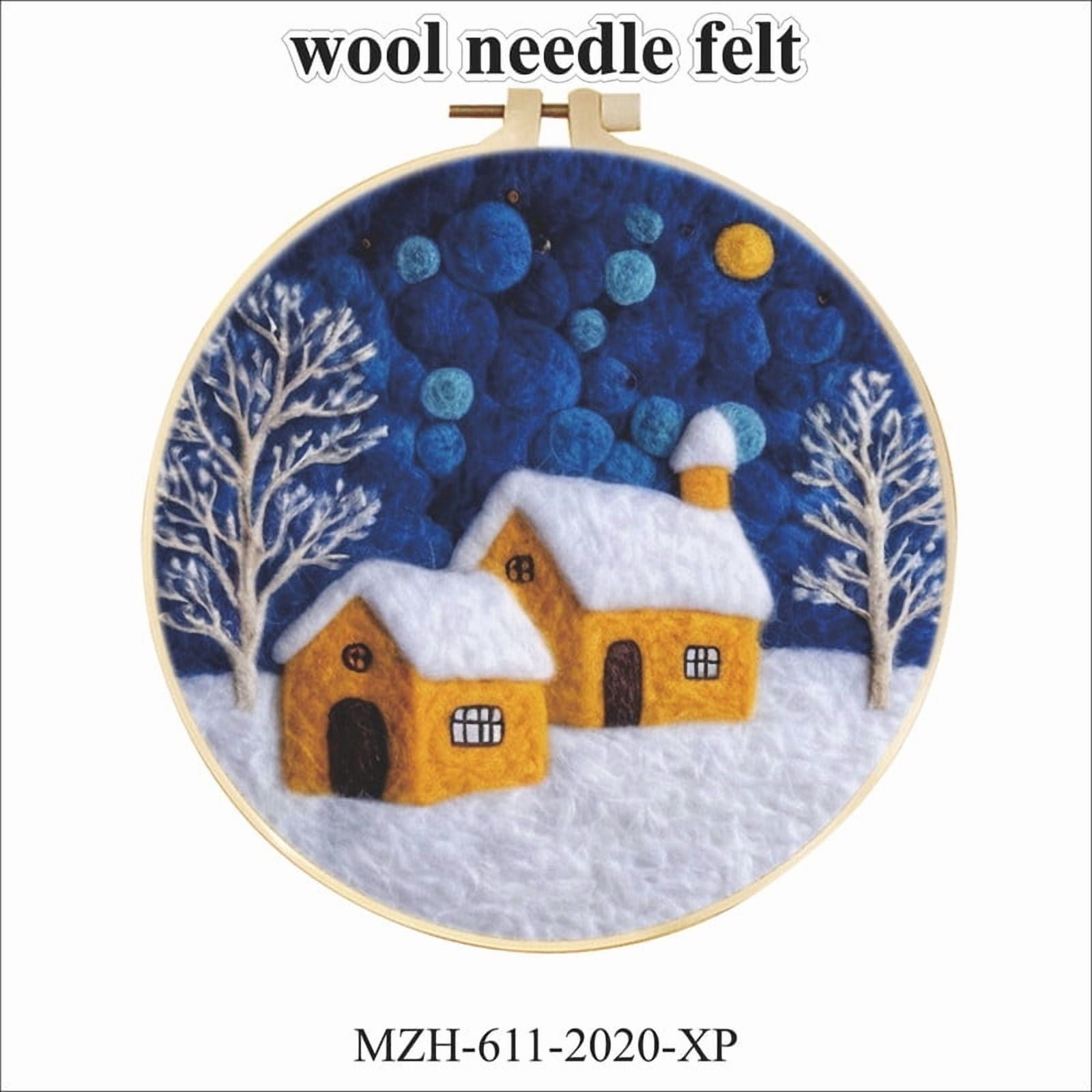 Snow Scene Needle Felting Kit, Beginner Felt Painting Kit with ...
