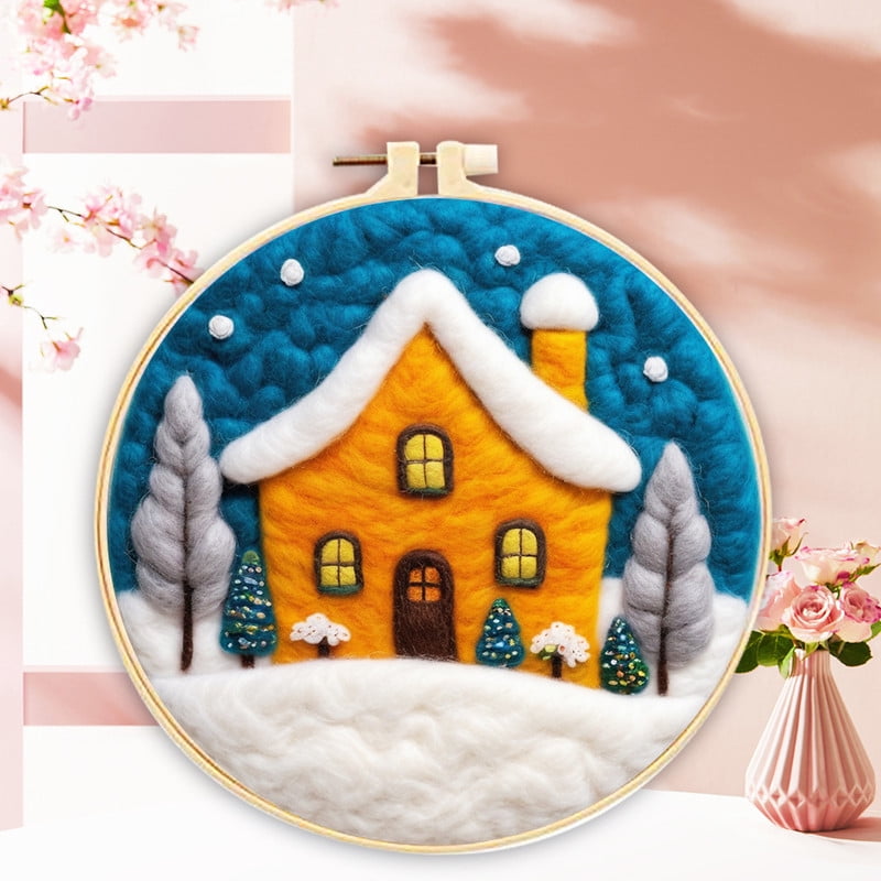 Snow Scene Needle Felting Set Beginner Felt Painting Set with ...
