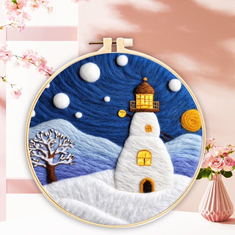Snow Scene Needle Felting Set Beginner Felt Painting Set with ...