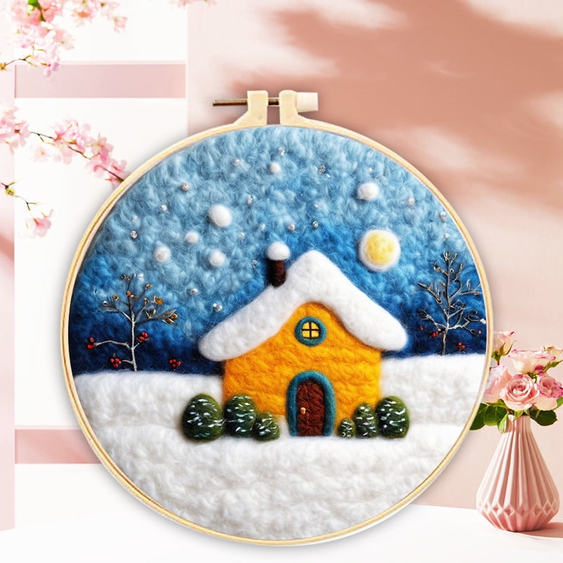 Snow Scene Needle Felting Set Beginner Felt Painting Set with ...