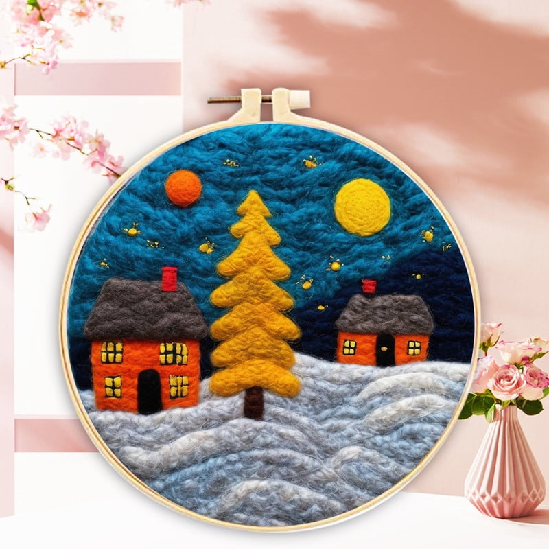 Snow Scene Needle Felting Set Beginner Felt Painting Set with ...