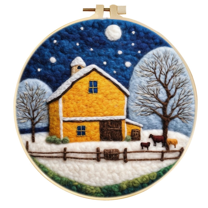 Snow Scene Needle Felting Set Beginner Felt Painting Set with ...