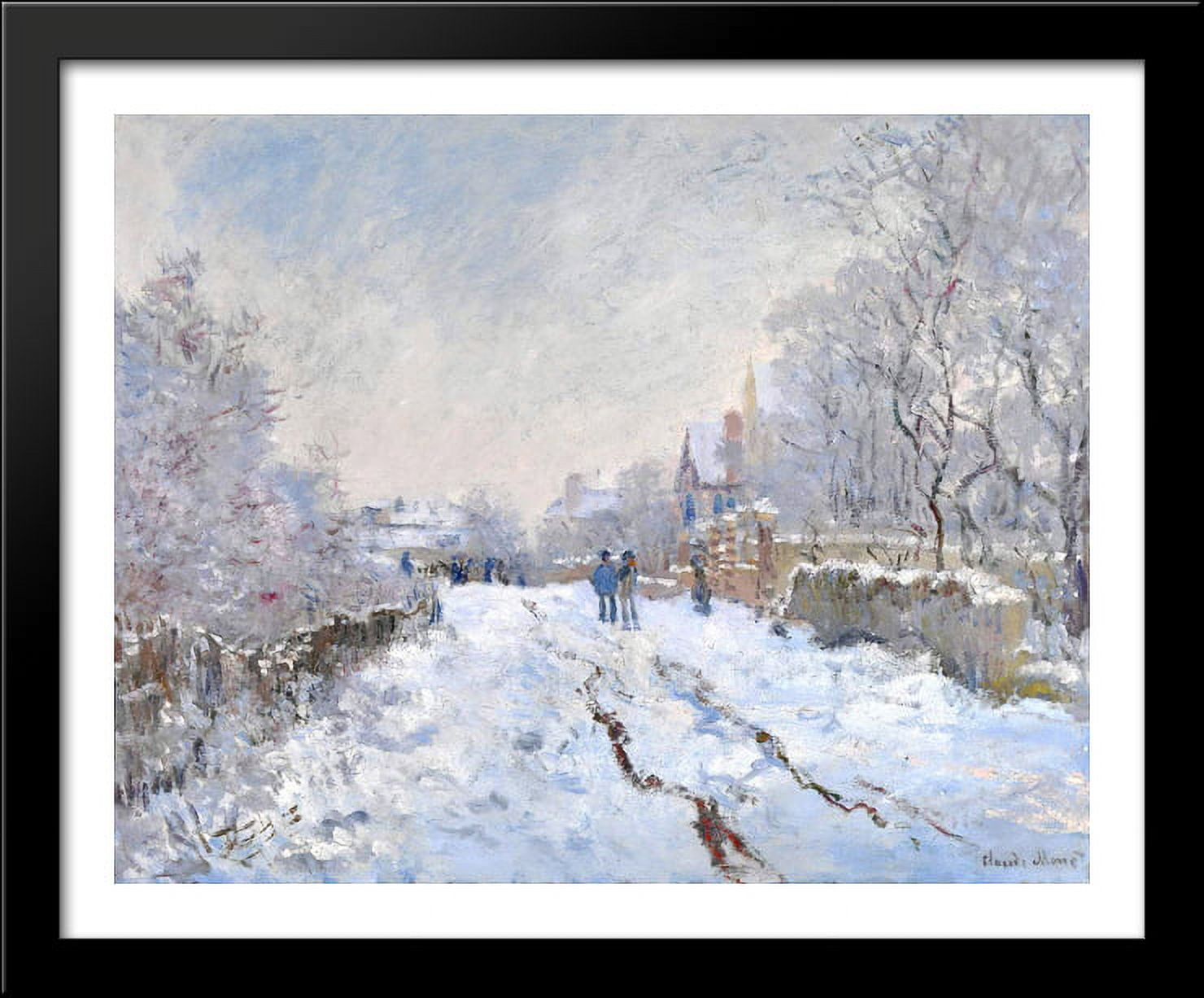 Snow Scene at Argenteuil 34x28 Large Black Wood Framed Print Art by ...