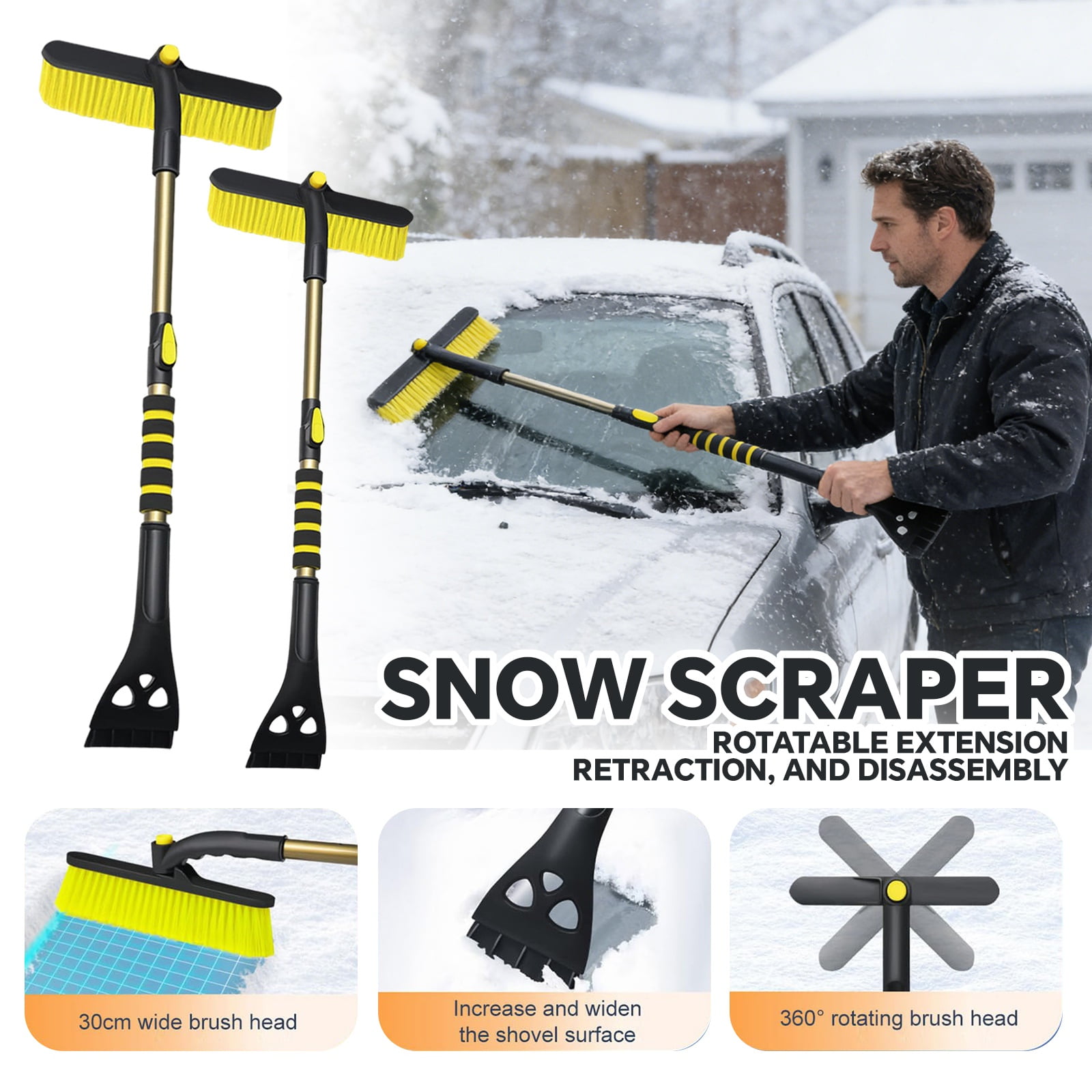 Snow Scraper for Car - Snow Brush Ice Scraper for Car Windshield ...