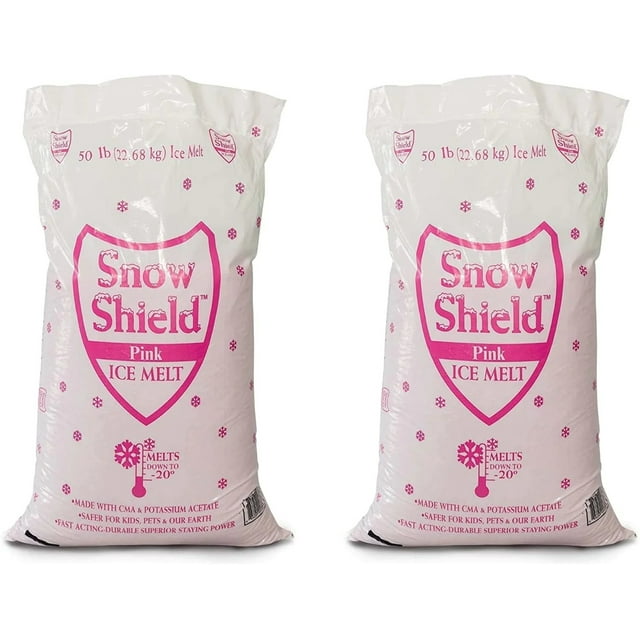 Snow Shield Ice Melt, Pink (50 Pound Bag) Effective to: -0°F, Safe for ...