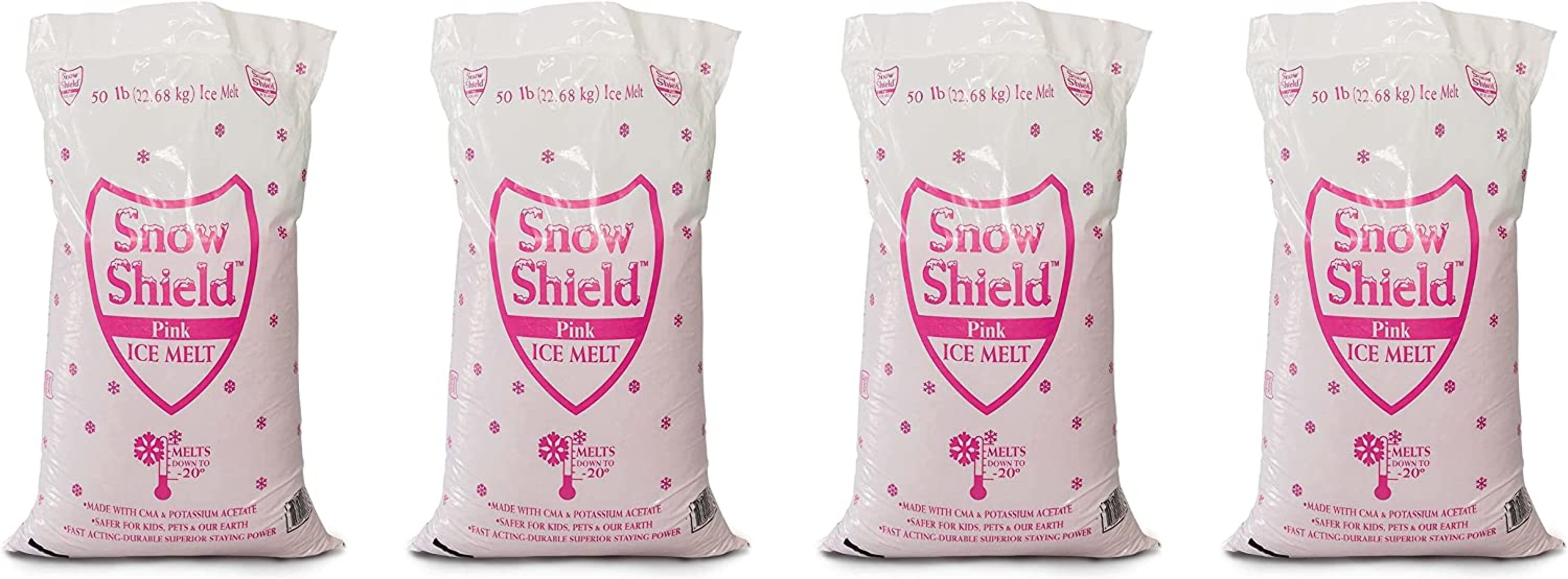 Snow Shield Ice Melt, Pink (50 Pound Bag) Effective to: -0°F, Safe for ...