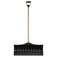 Snow Shovel 30 Inch - 42 Inch Wood Handle Snow Pusher with D-Grip ...