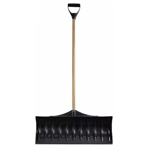 Snow Shovel 30 Inch - 42 Inch Wood Handle Snow Pusher with D-Grip ...