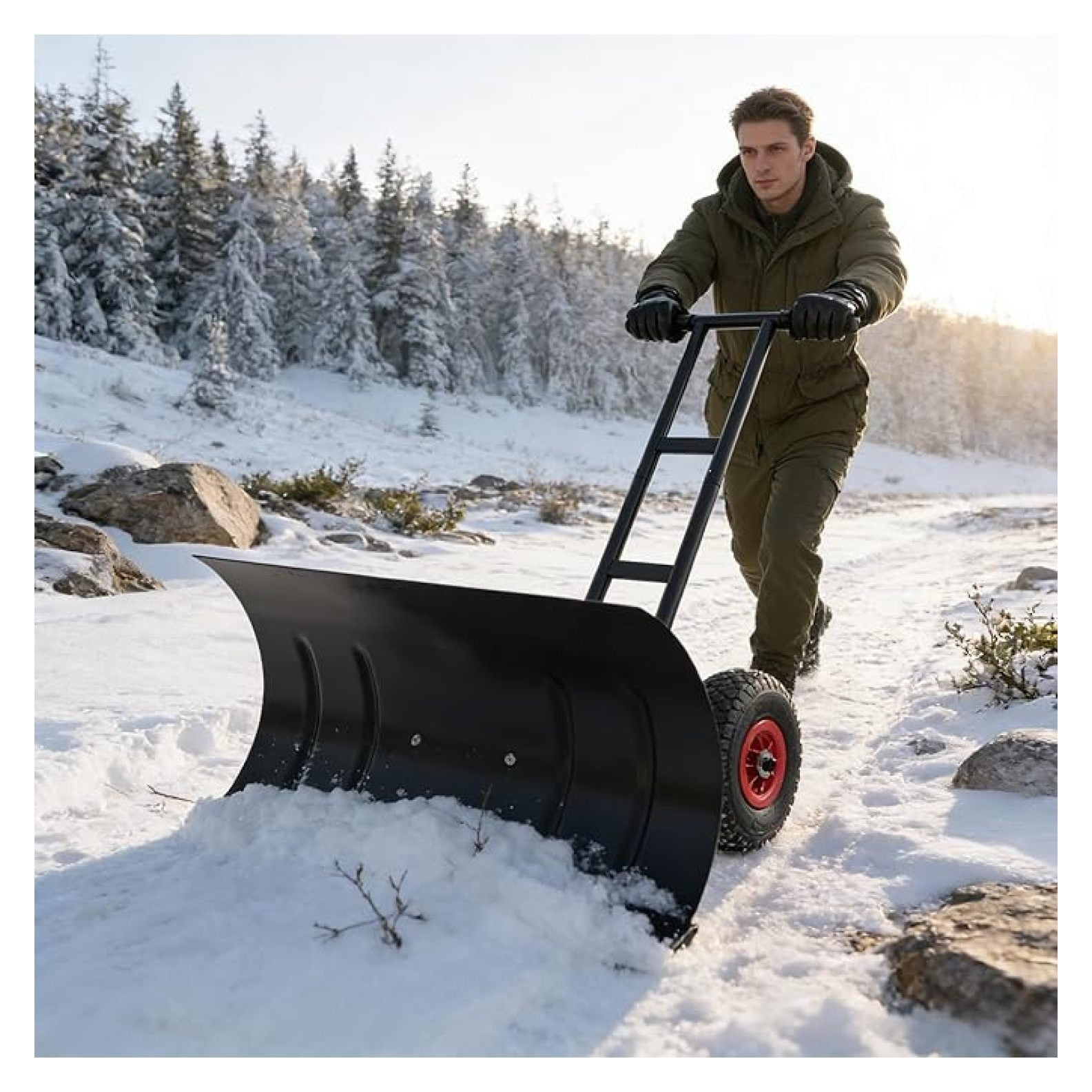 Snow Shovel for Driveway, 29.1x16.5 Inch Heavy Duty Snow Shovels with ...