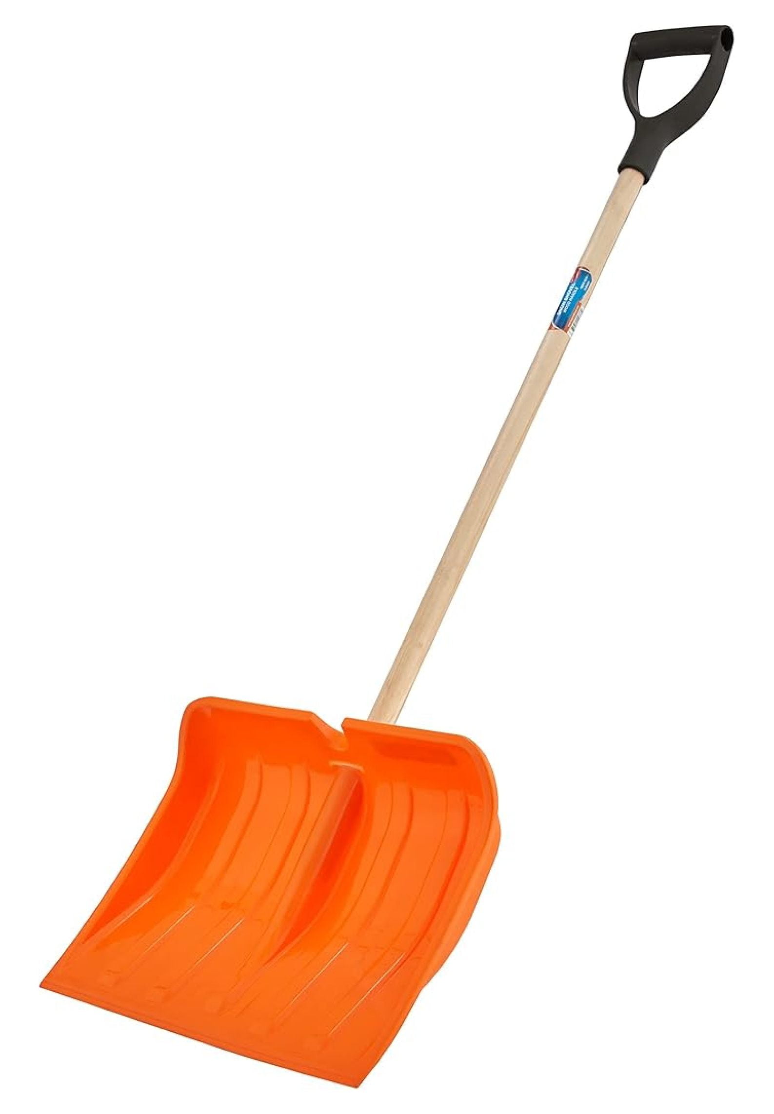 Snow Shovel for Driveway - Heavy Duty Plastic Snow Pusher with Wooden ...