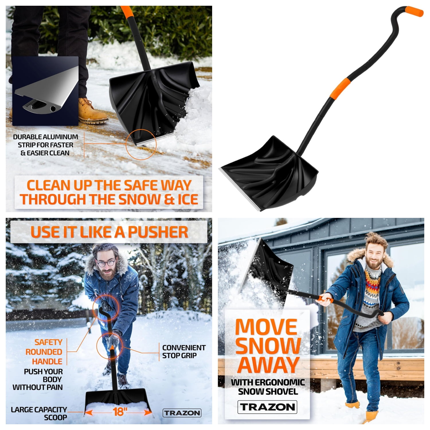 Snow Shovel Heavy Duty for Driveway with Ergonomic Handle to Use ...