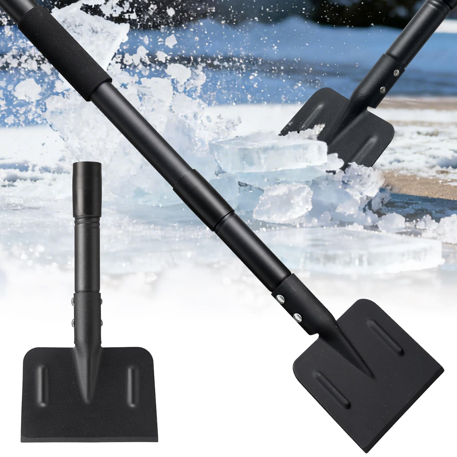 LAIDER HEROS Heavy Duty Ice Scraper 67" Long Handle, Snow Shovel Weed ...