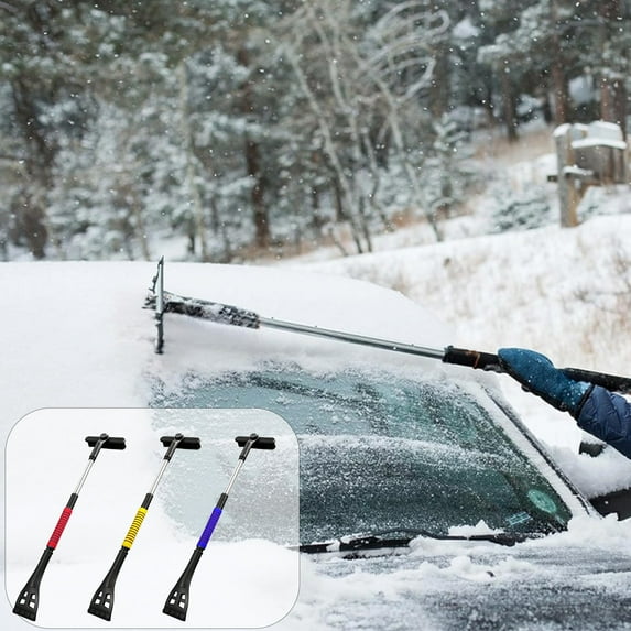 Snow Shovel Ice Scraper with Snow Brush Retractable Tool for Windshield ...