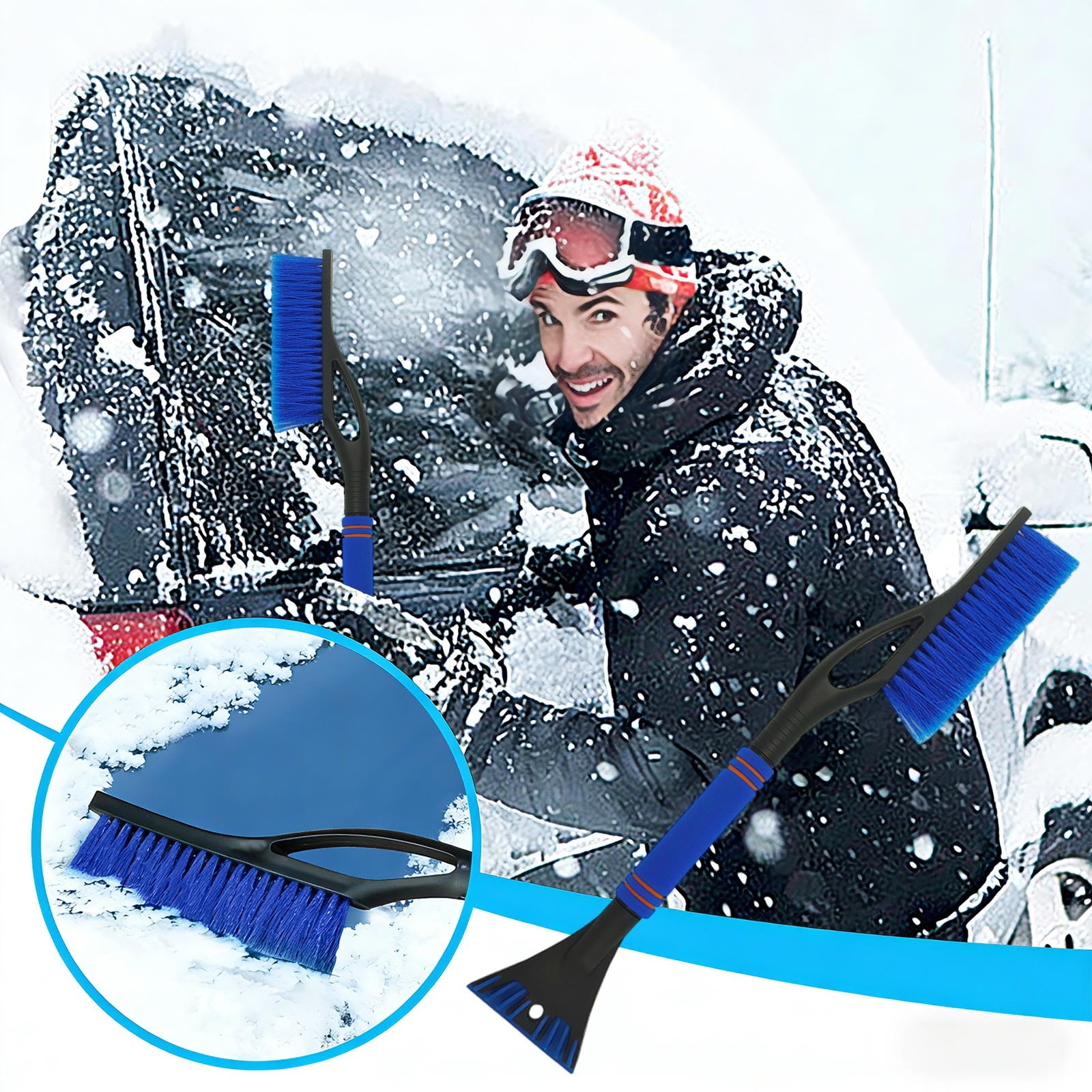 Snow Shovel, Multi-Function Snow Brush, Durable Aluminum Frame, Easy ...