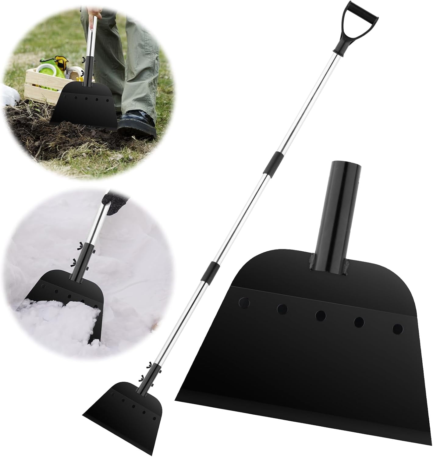 Snow Shovel, Multifunctional Heavy Duty Flat Shovel Cleaning Shovel ...
