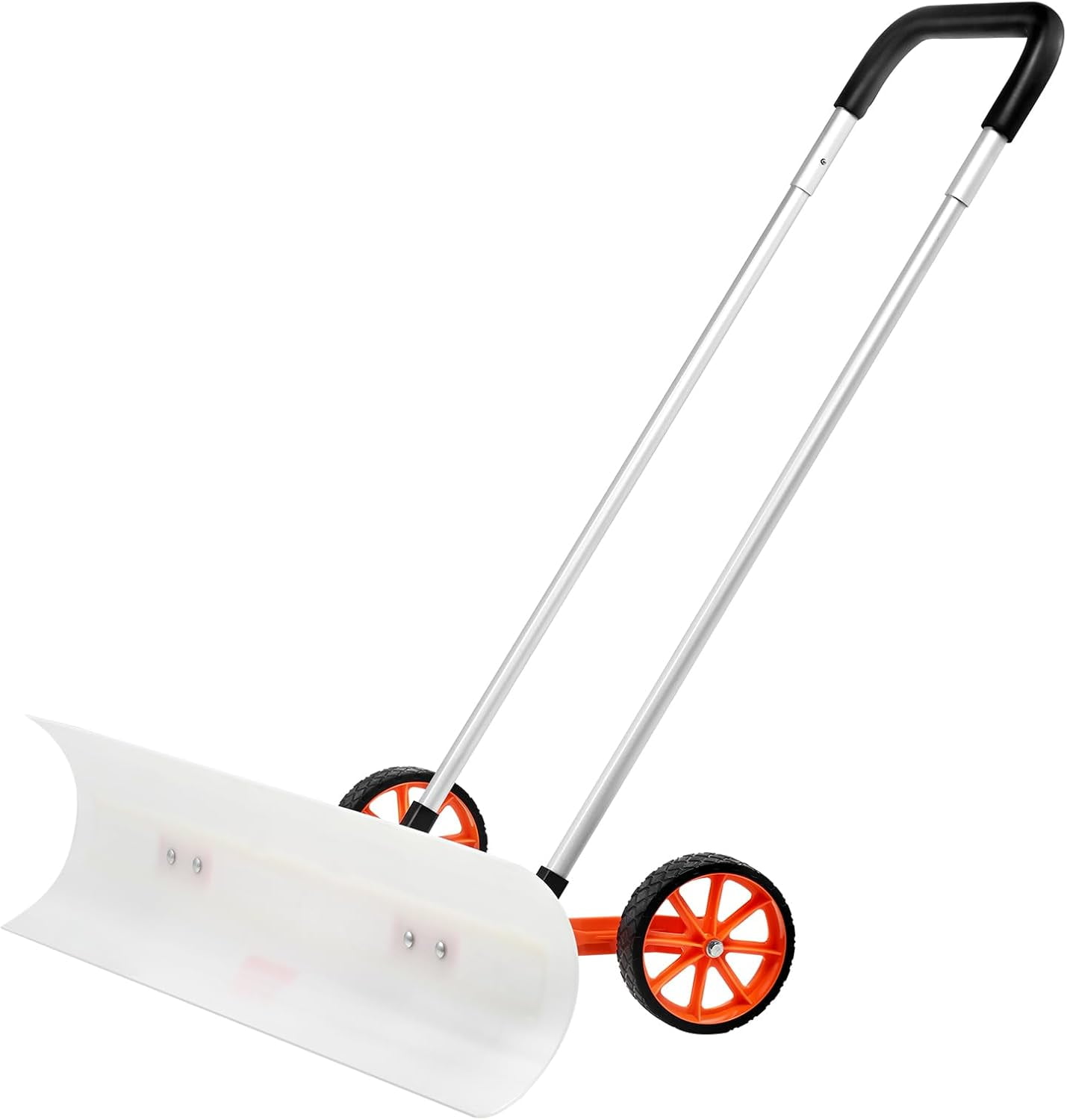 Snow Shovel Pusher with Wheels for Driveway, 37" Bi-Directional Rolling ...