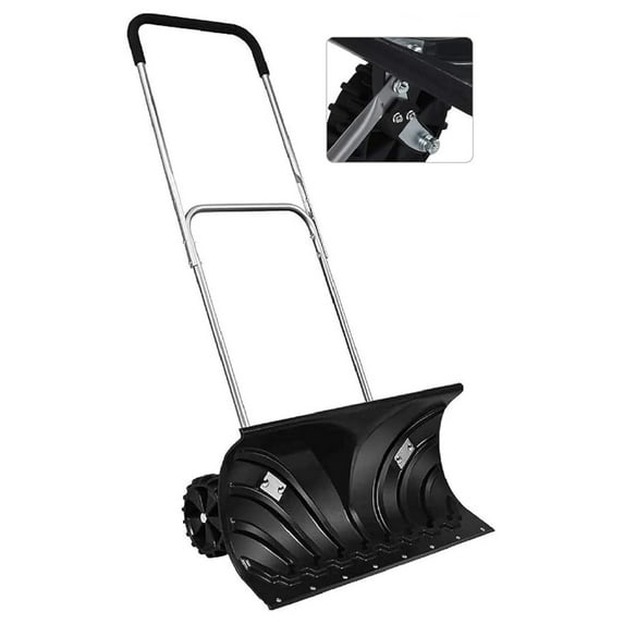 Snow Shovel Rolling Pusher 26 Inch Wide Blade Adjustable Handle Heavy ...