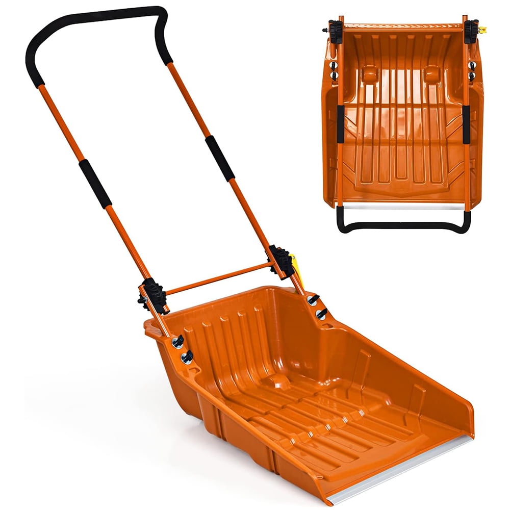 Snow Shovel, Sleigh Shovel with Ergonomic EVA Handle & Aluminum Cutting ...