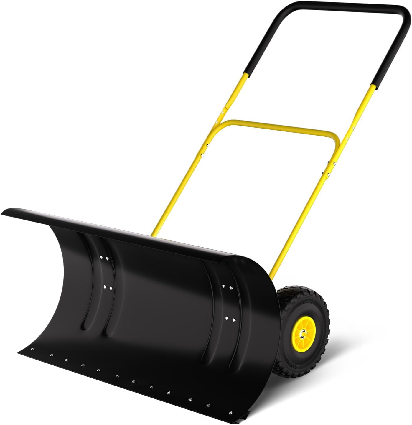 Snow Shovel with Wheels, 29"/36" Galvanized Blade Heavy Duty 2-Wheel ...