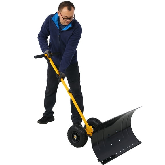 Snow Shovel with Wheels 29 Inch Wide Blade Snow Pusher with Cushioned ...