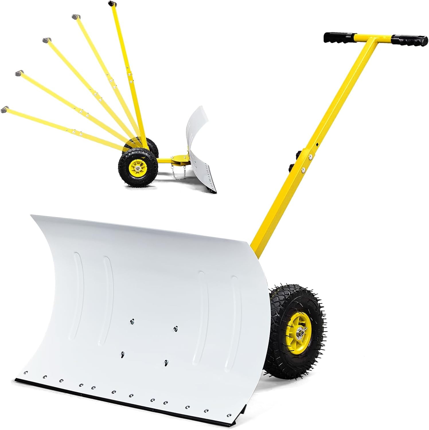 Snow Shovel with Wheels, 29" Wide 18" Long Snow Pusher Plow Angle ...