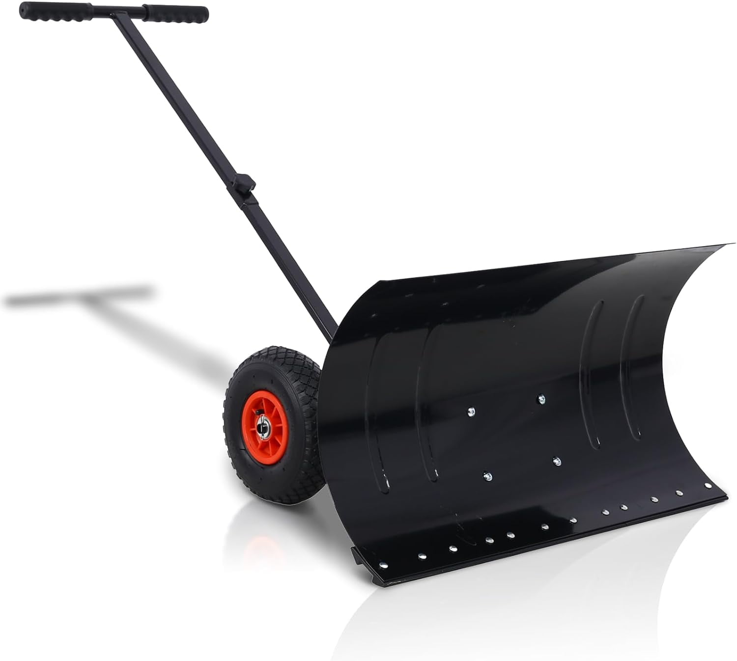 Snow Shovel with Wheels, Snow Pusher, Cushioned Adjustable Angle Handle ...
