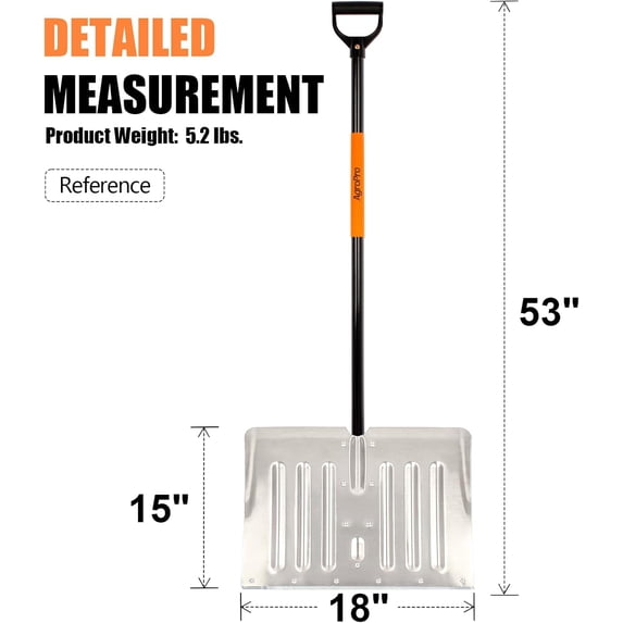Snow Shovel for Driveway, Aluminum Heavy Duty Snow Shovel for Snow ...