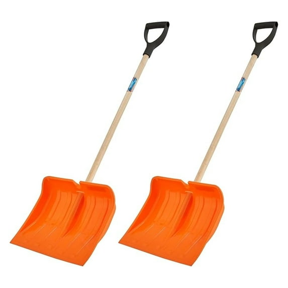 Snow Shovel for Driveway - Heavy Duty Plastic Snow Pusher with Wooden ...