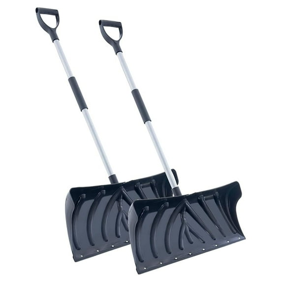 Snow Shovel for Driveway - Heavy Duty Plastic Snow Pusher with Wooden ...