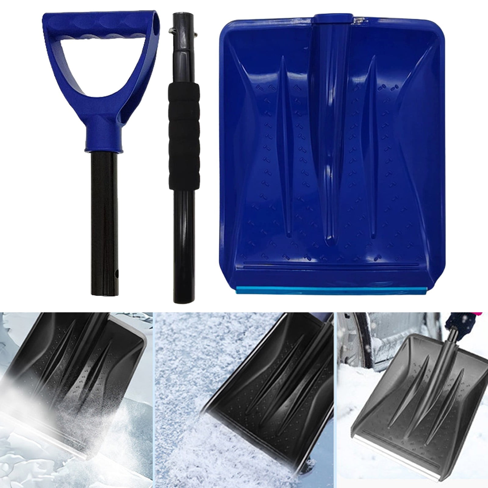 Snow Shovel for Driveway Home, ErgonomicAluminum Long Handle D-Grip ...