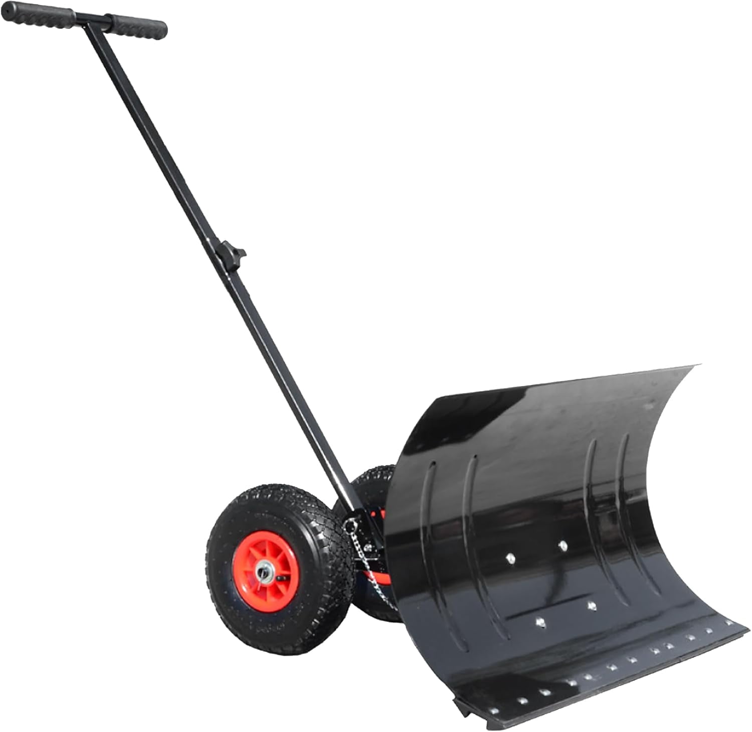 Snow Shovel for Driveway, Wheeled Metal Snow Pusher Plow with Large 29 ...