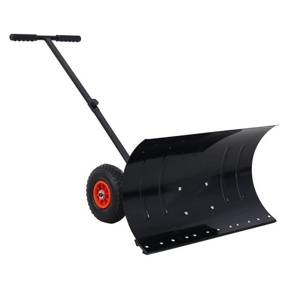 Snow Shovel with Wheels, 29” Blade Snow Pusher, Adjustable Handle Snow ...