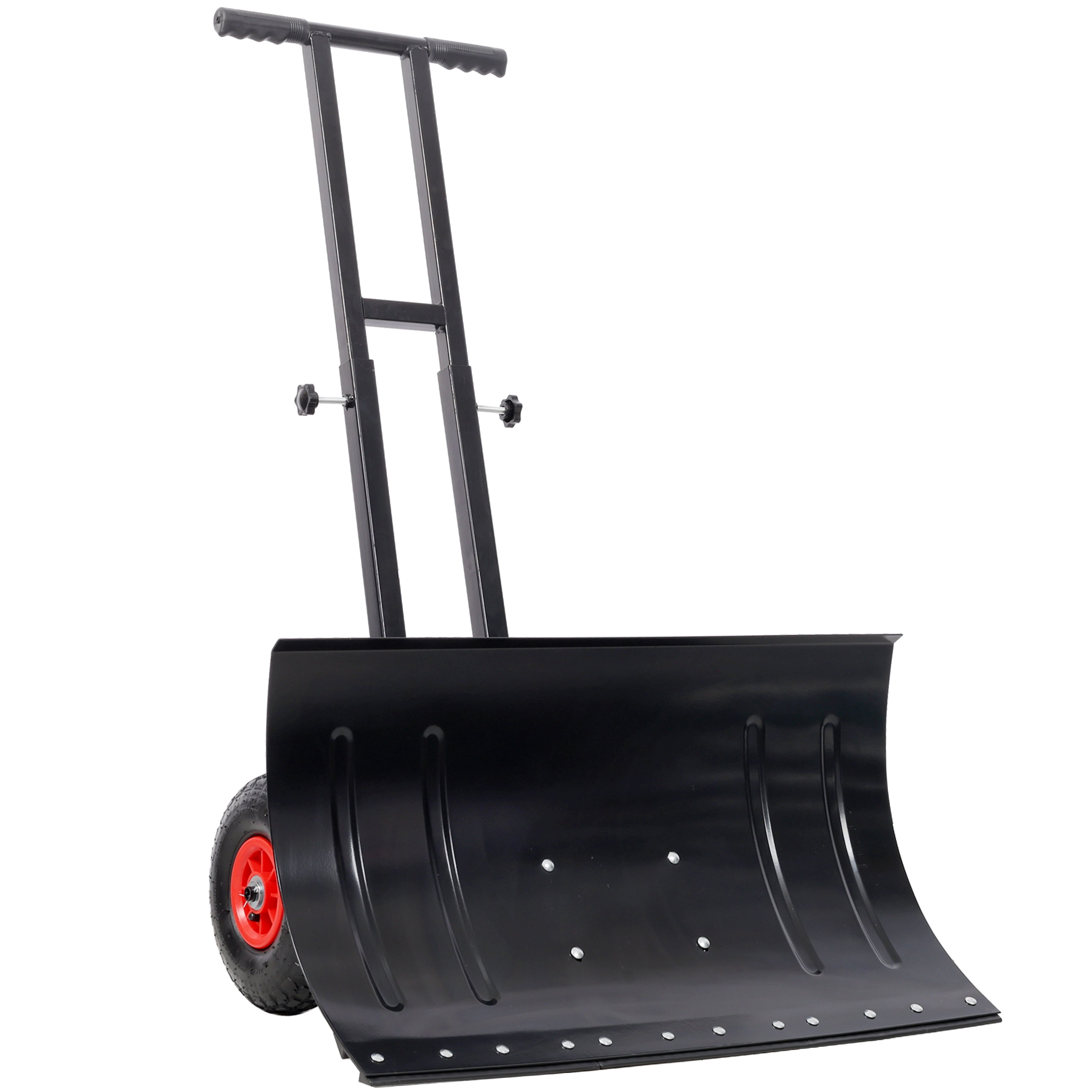 Snow Shovel with Wheels, Dual Bar Snow Pusher with Adjustable Handle ...