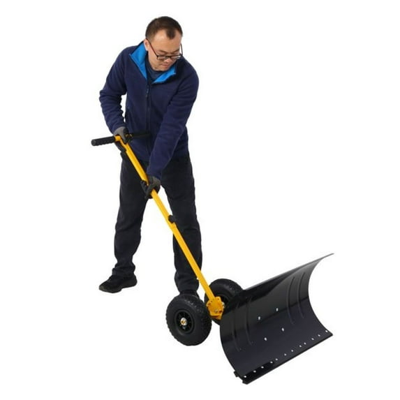 Snow Shovel with Wheels, Snow Pusher Adjustable Handle, 29 Inch Blade ...