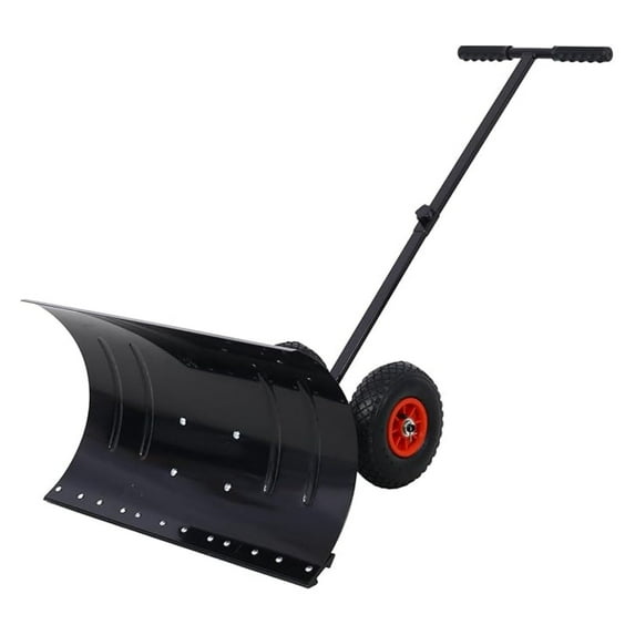 Snow Shovel with Wheels, Snow Pusher, Adjustable Handle Snow Removal ...